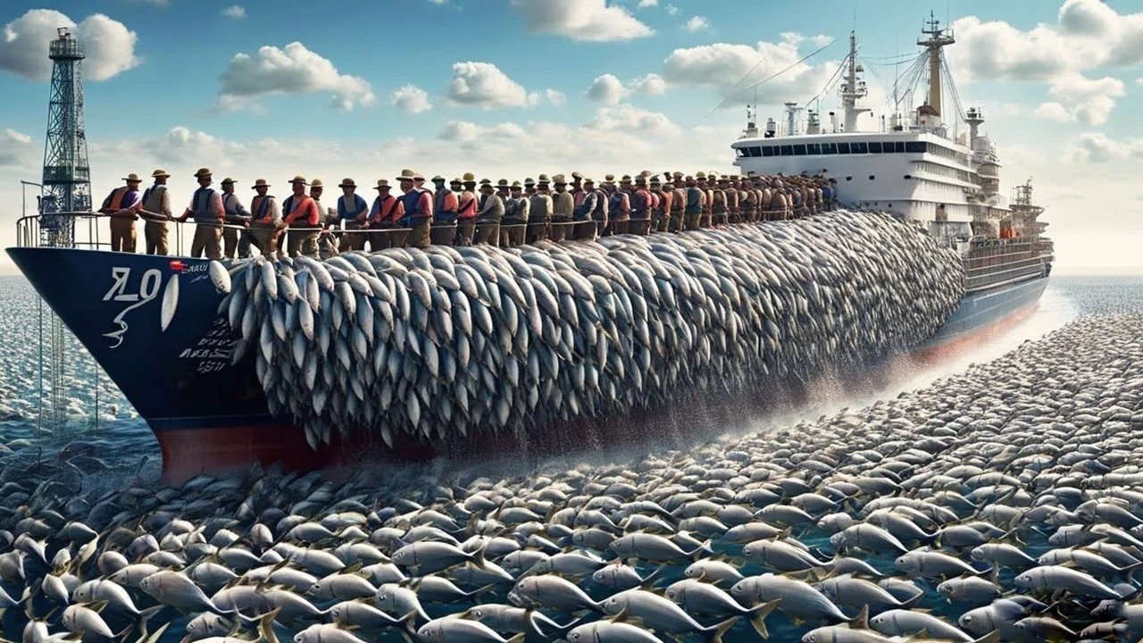 Giant fishing boat pulls in record haul - Hundreds of Tons of Fish ...