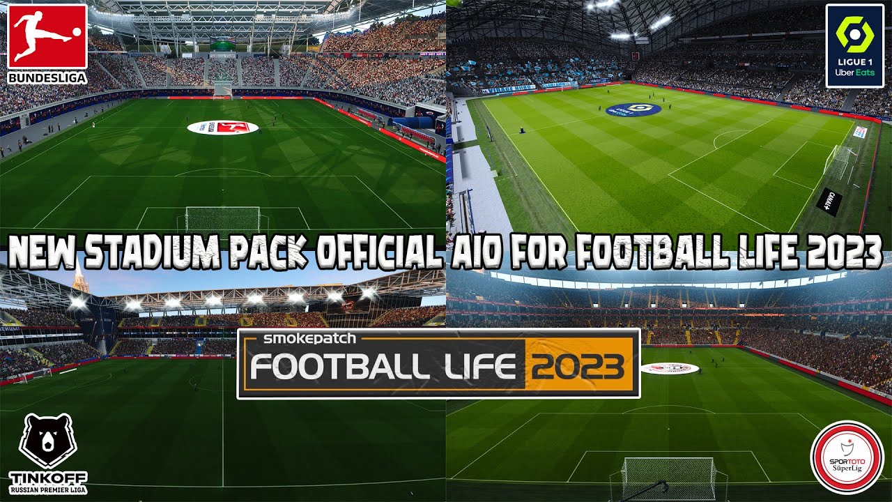 NEW STADIUM PACK OFFICIAL AIO 2023 || SMOKEPATCH FOOTBALL LIFE 2023 ...