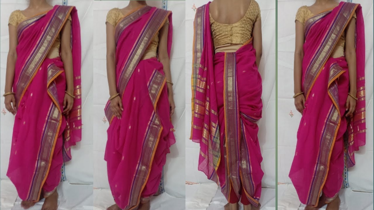 How to wear Kolhapuri nauwari saree / Maharashtrian saree draping - YouTube