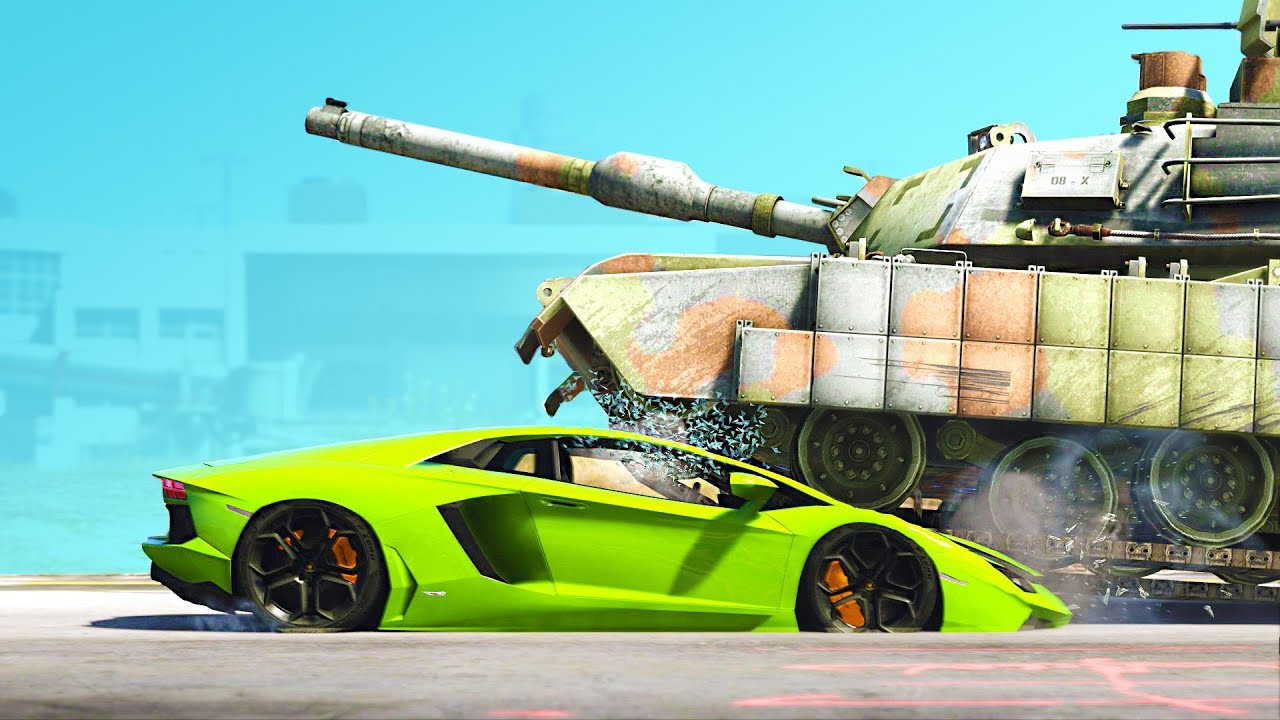 EXOTIC CARS CRUSHED BY TANK - GTA 5 Real Cars Mod TANK VS CARS Crash ...