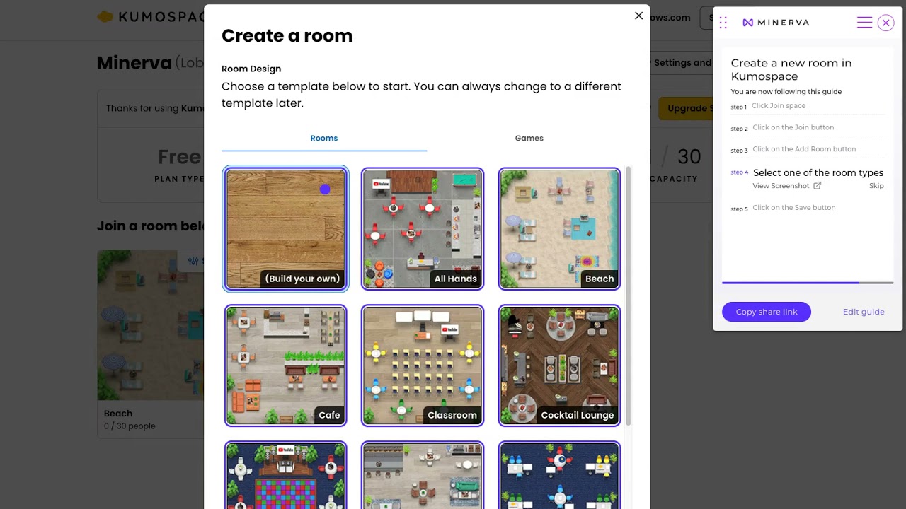 Create a new room in Kumospace - YouTube