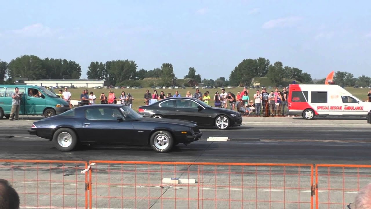 LS7 swapped 1975 Chevrolet Camaro 1/4 mile drag race - YouTube