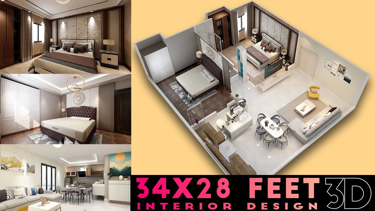 34x28 Feet Interior House Design 2BHK Download Free || 2020 - YouTube