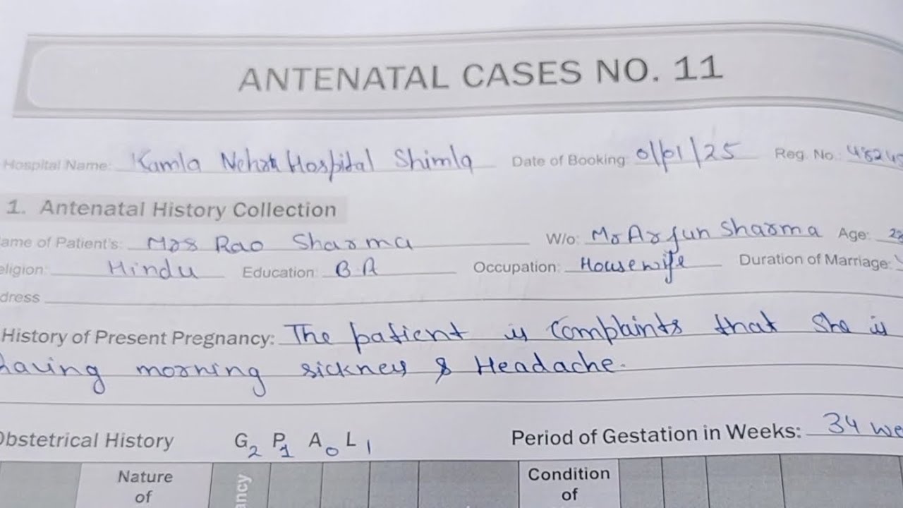 Obstetrical Nursing (obg) Case Book Fill, Antenatal case No. 11. Dr ...