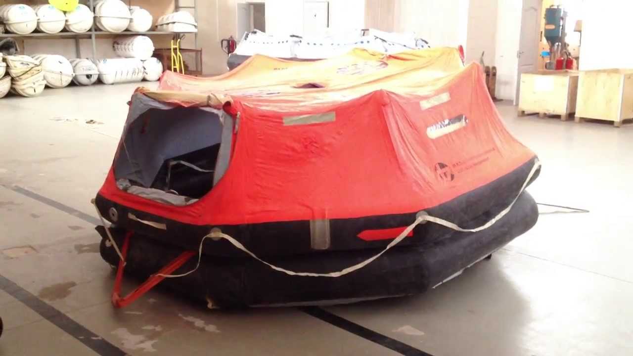 extremely life raft inflation test - YouTube