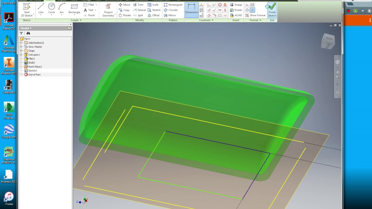 Inventor 5.2B Offset work plane - YouTube