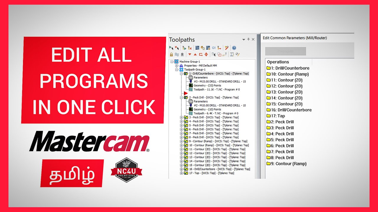 How to edit all Mastercam Programs in One click -5 Axis தமிழில் -CNC ...