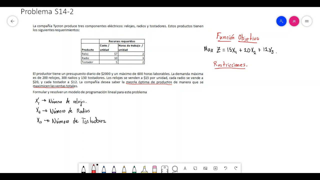 Modelo de Programación Lineal con 3 variables. Problema 2 (1/2) - YouTube