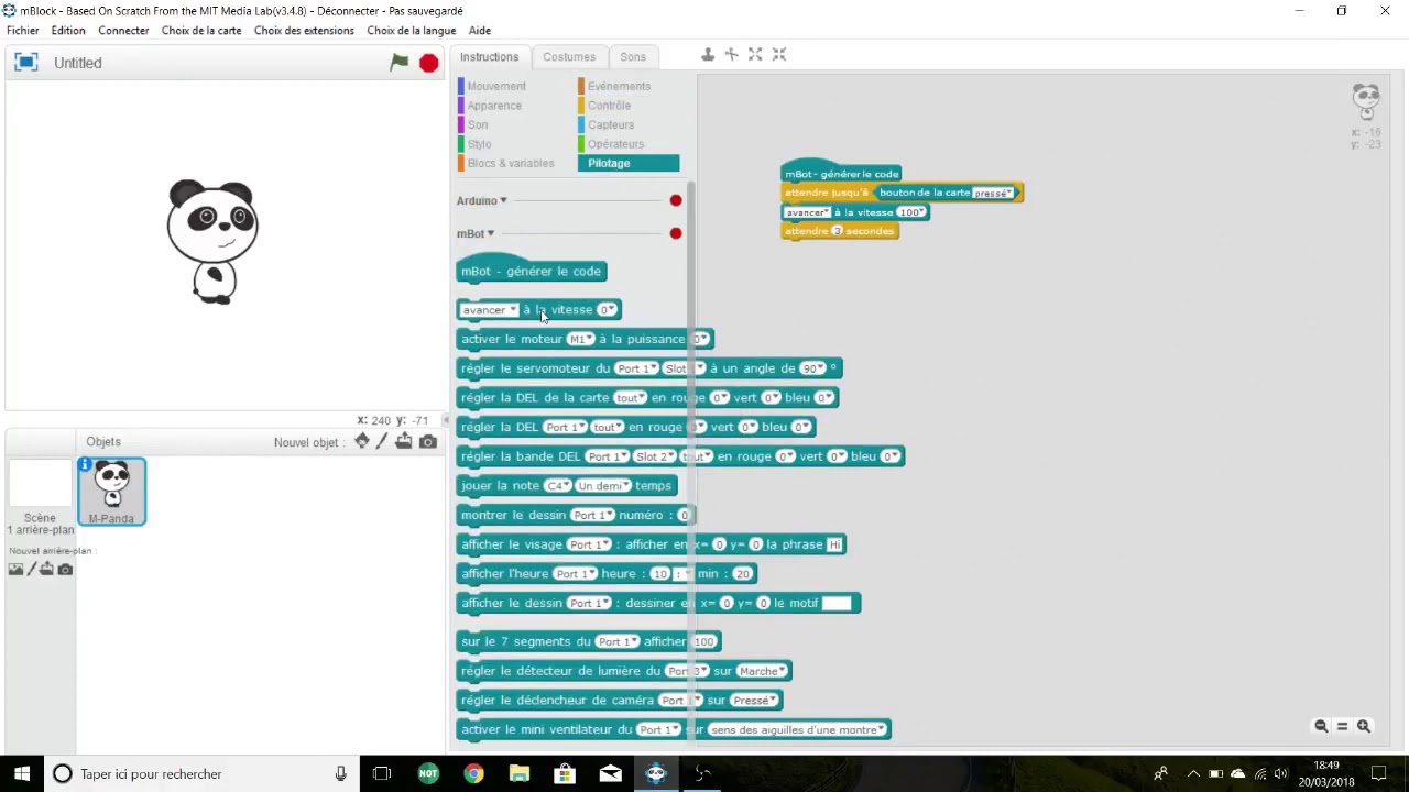 6 Tuto faire avancer et tourner un Mbot Mblock - YouTube