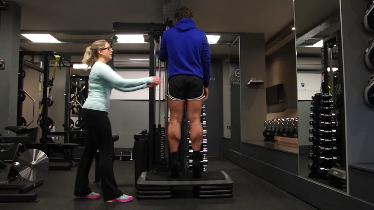 Calf raise on step - YouTube