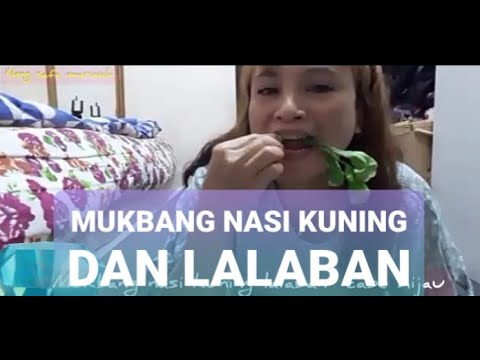 NENG SAFA MARWAH MUKBANG NASI KUNING DAN LALABAN CABE HIJAU DAN DAUN ...