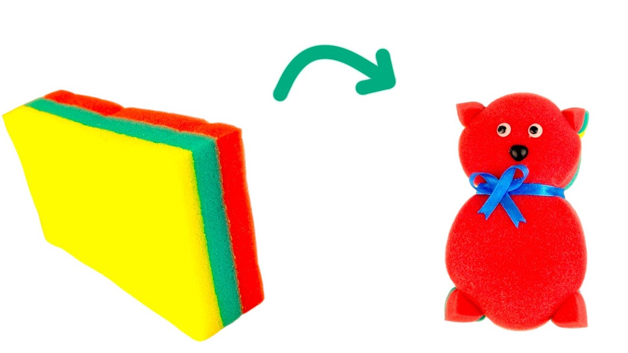 Teddy Bear from scouring sponge SIMPLE AND QUICK! - YouTube