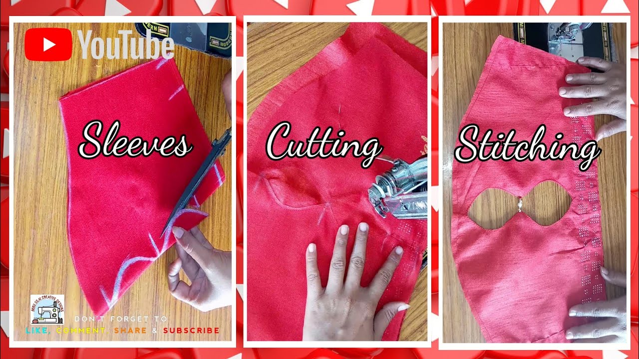 DIY CUTTING AND STITCHING SLEEVES | Blouse sleeve cutting | sleeves ...