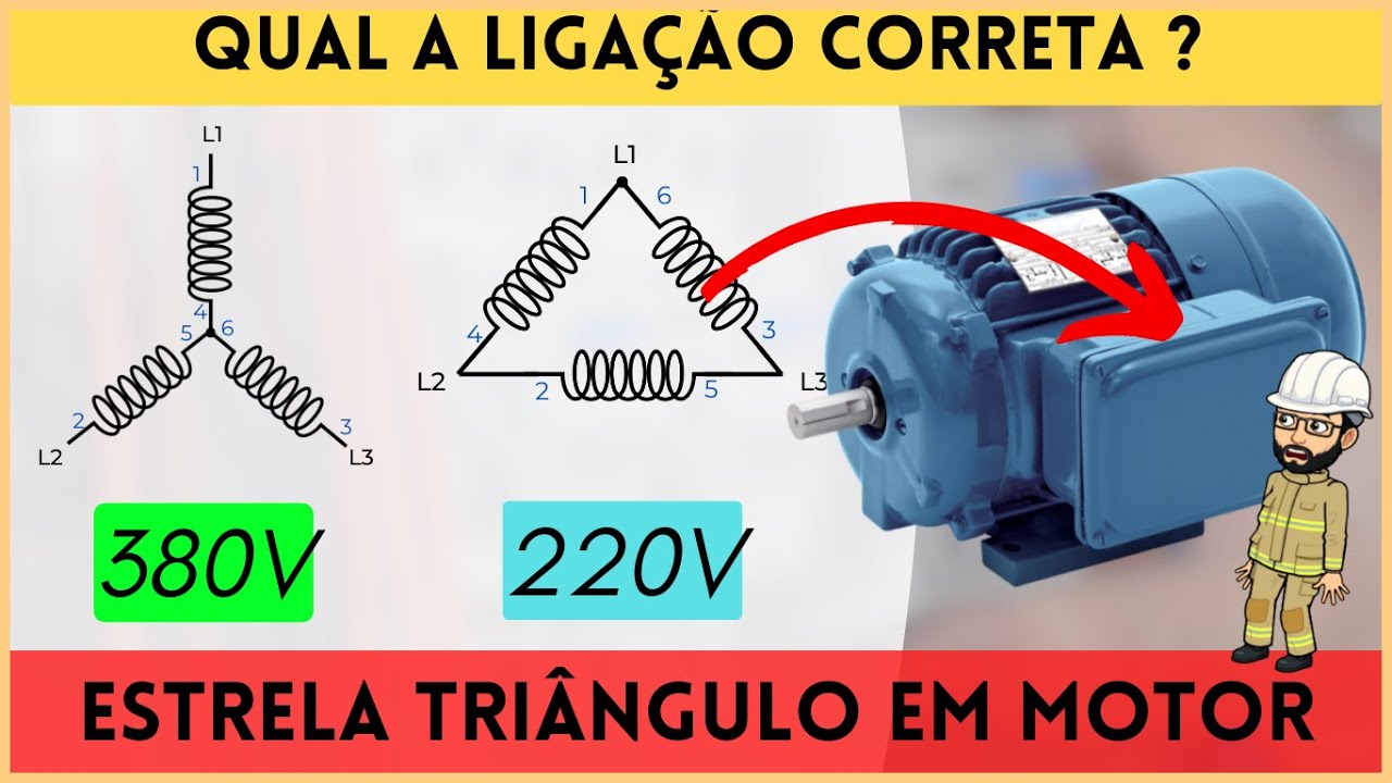 Como ligar ESTRELA TRIÂNGULO EM MOTOR 220-380V - YouTube