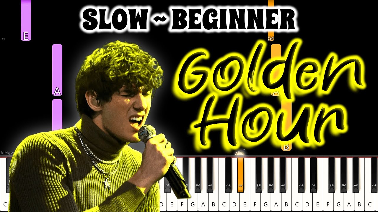 Golden Hour (Lyrics Piano) By JKVE | Slow Beginner Piano Song Tutorial ...