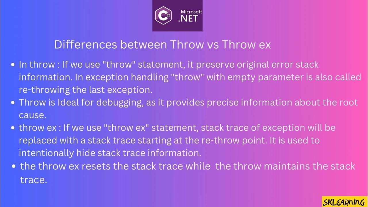 Difference Between throw and throw ex Explained - YouTube