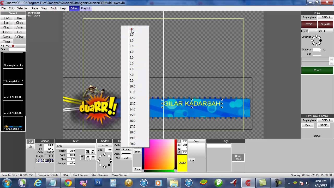 Smarter CG - Play Running text & Template together - YouTube