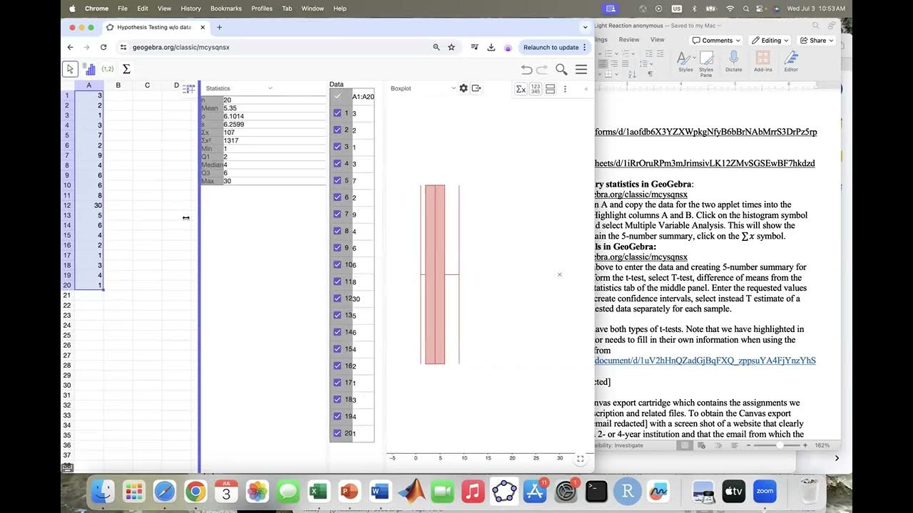 Creating a boxplot and finding a confidence interval with GeoGebra ...