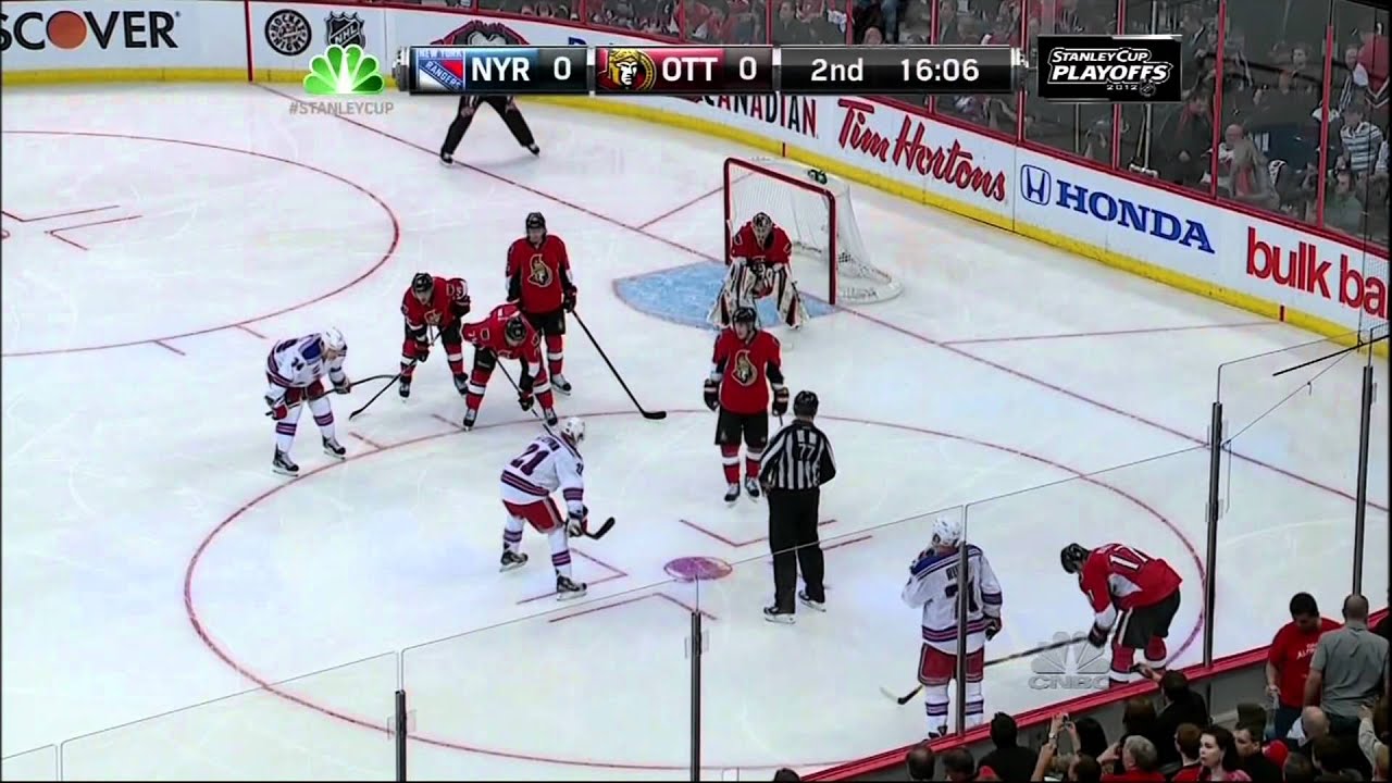 Great save by Stu Bickel. NY Rangers vs Ottawa Senators. 4/16/12 NHL ...