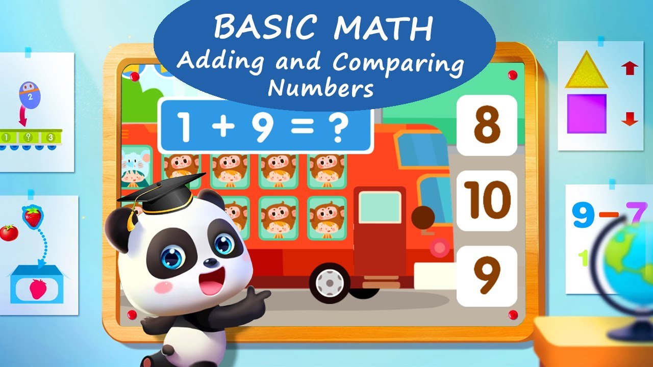 Baby Panda Learning Academy #24 - Basic Math - Adding and Comparing ...