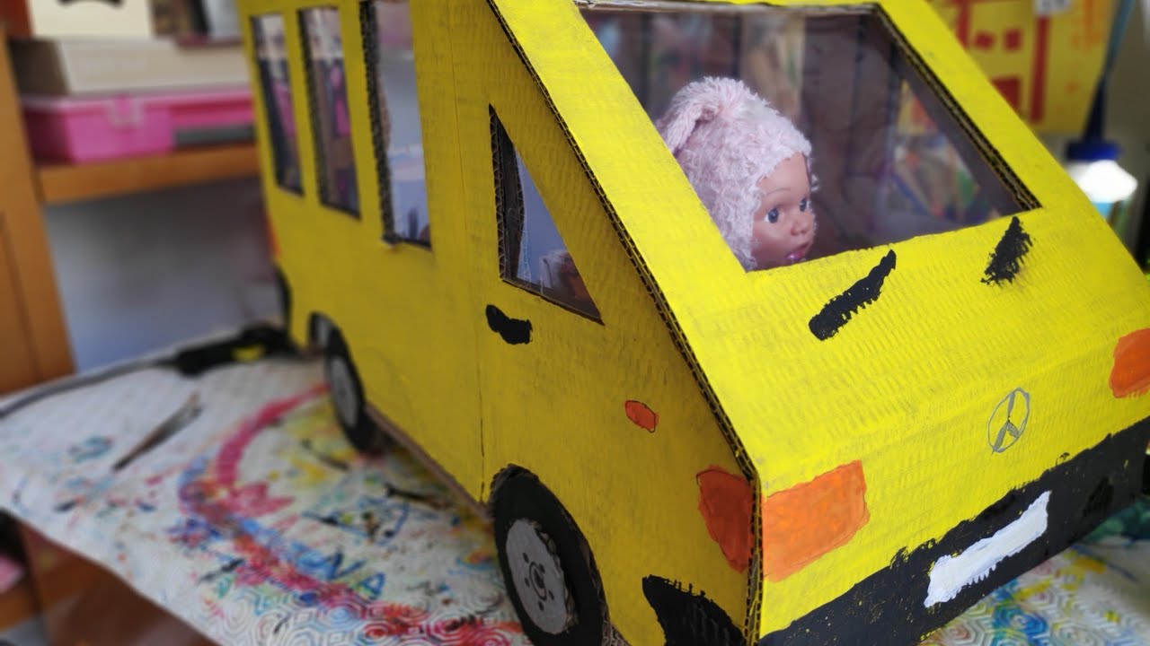 Cardboard school bus - YouTube