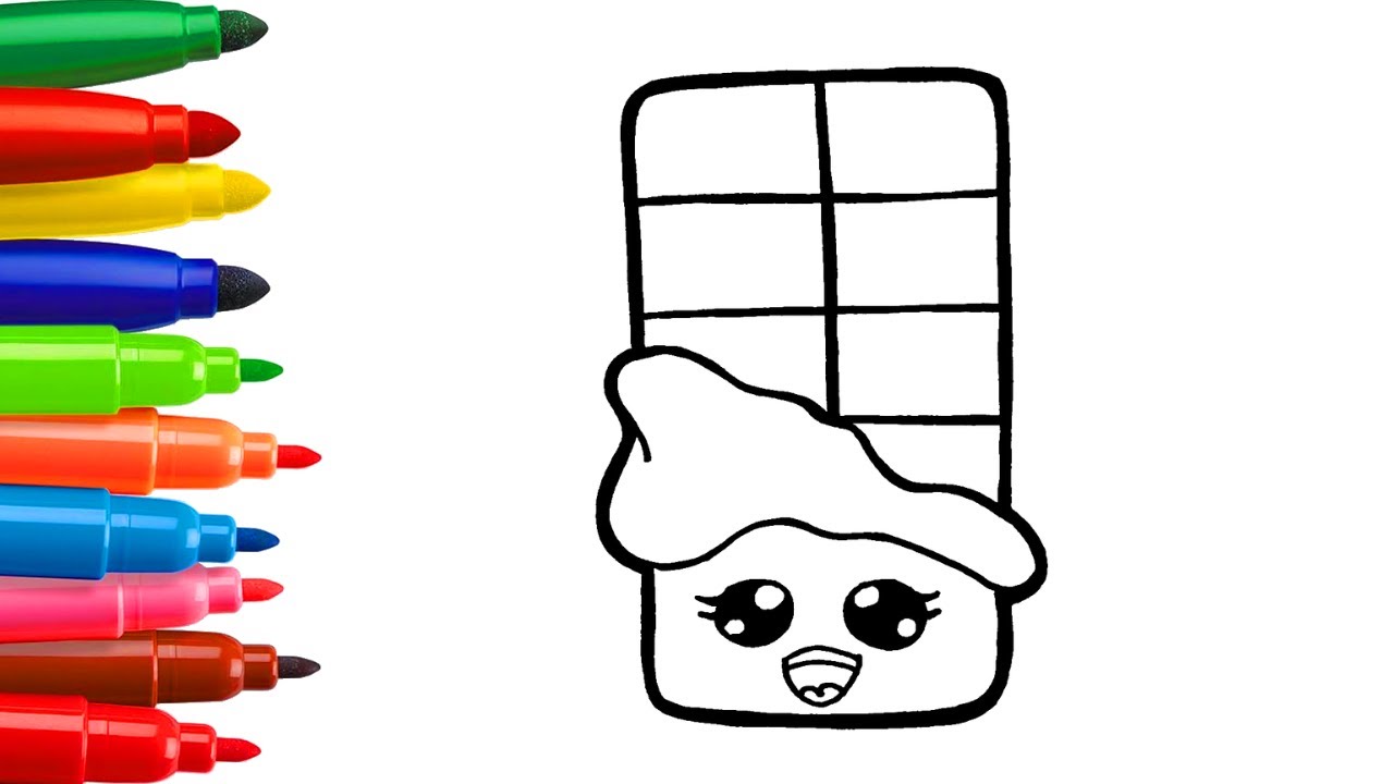 Drawing and Coloring a Cute Chocolate Bar | Drawings for Kids - YouTube