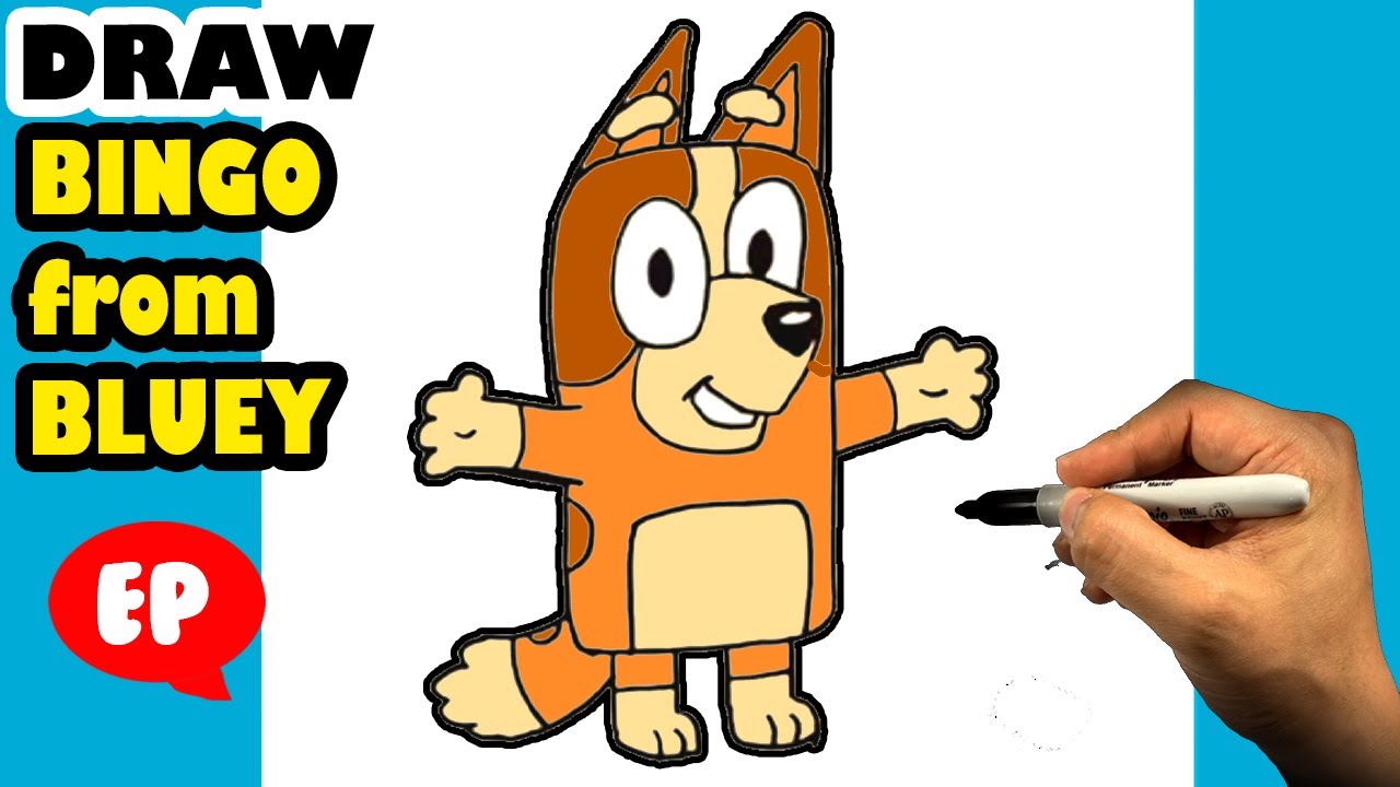 How to Draw BINGO from BLUEY - Hug Pose - YouTube
