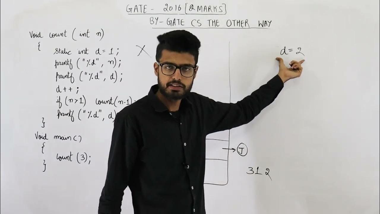 Gate 2016 pyq C Programming | What is output of following C program?void count(int n){static int ...