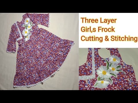 Three Layers Girls frock cutting and stitching|Frill/Layer Baby frock ...