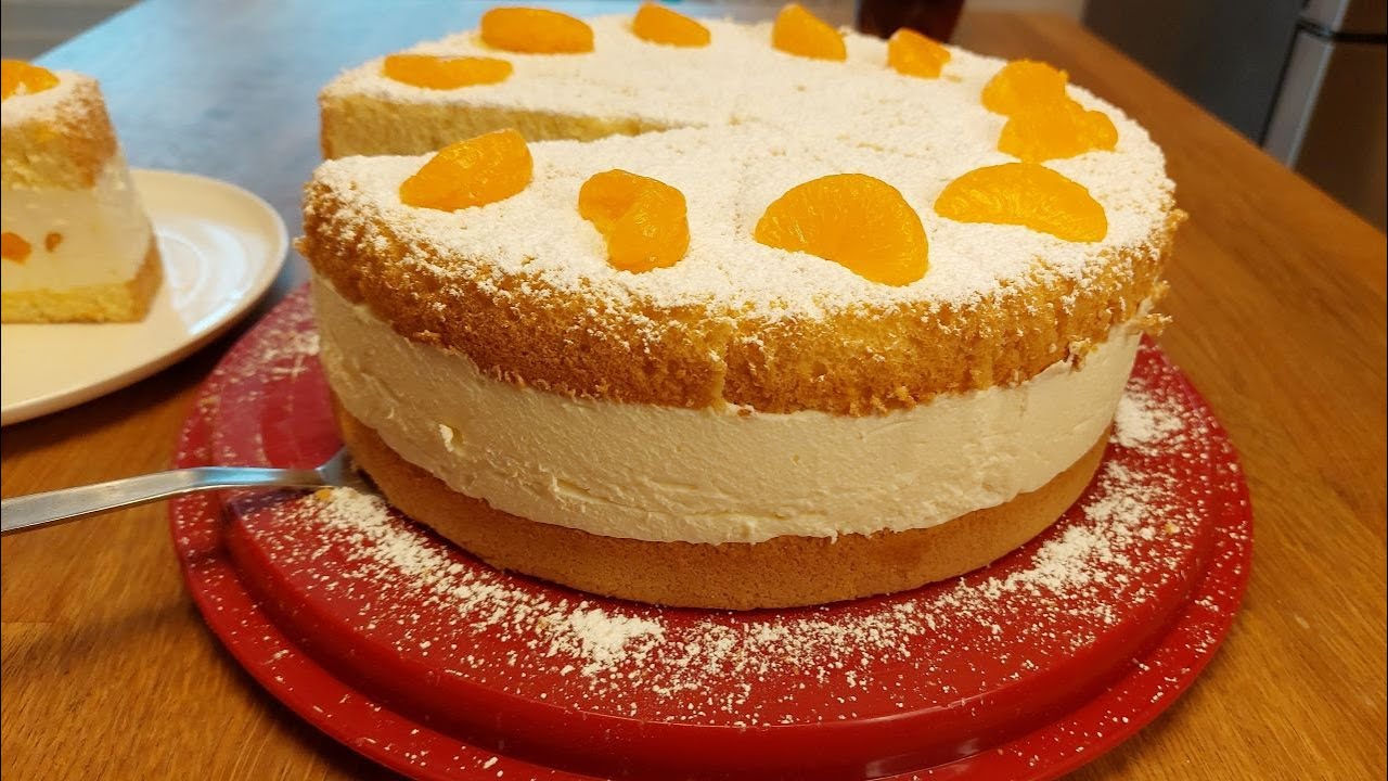 Käse Sahne Torte mit Mandarinen / Cheese Cream Cake with tangerines ...
