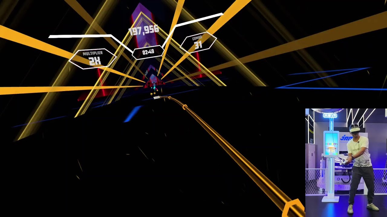 Playing VR music game in JAMMA 'VR Star' is so immersive! - YouTube