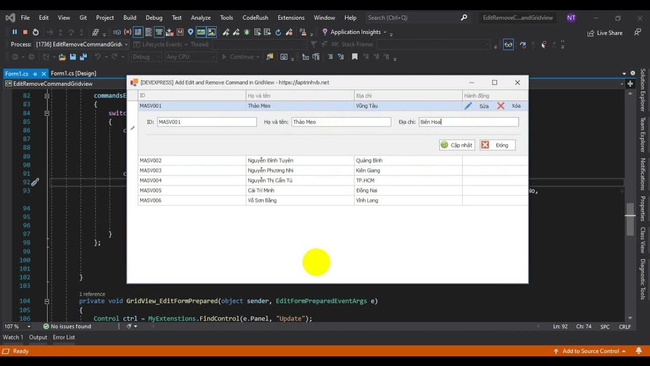[DEVEXPRESS] Add Edit and Remove button command in Gridview C# - YouTube