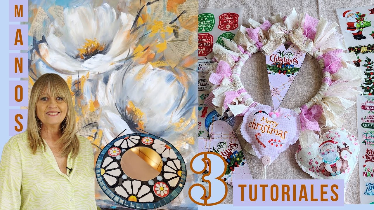 Manos a la Obra Tv 2023 Programa 33 Pintar Cuadros de Flores - Rosca de Navidad - Espejo en ...