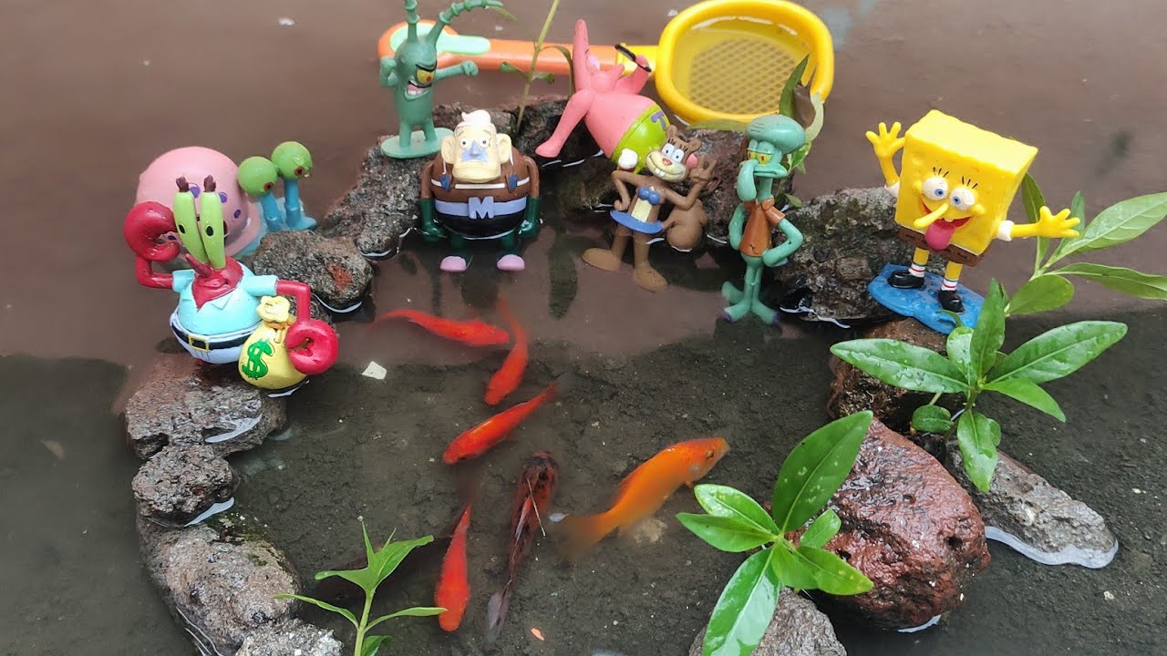 menangkap ikan dengan Spongebob, Patrick star, Squidward, tuan crabs ...
