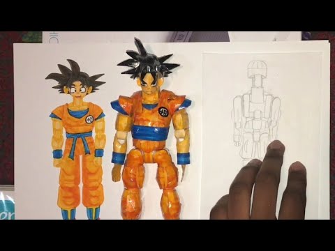 Drawing Son Goku Paper Action Figure | How To Make A Mini Paper Action ...