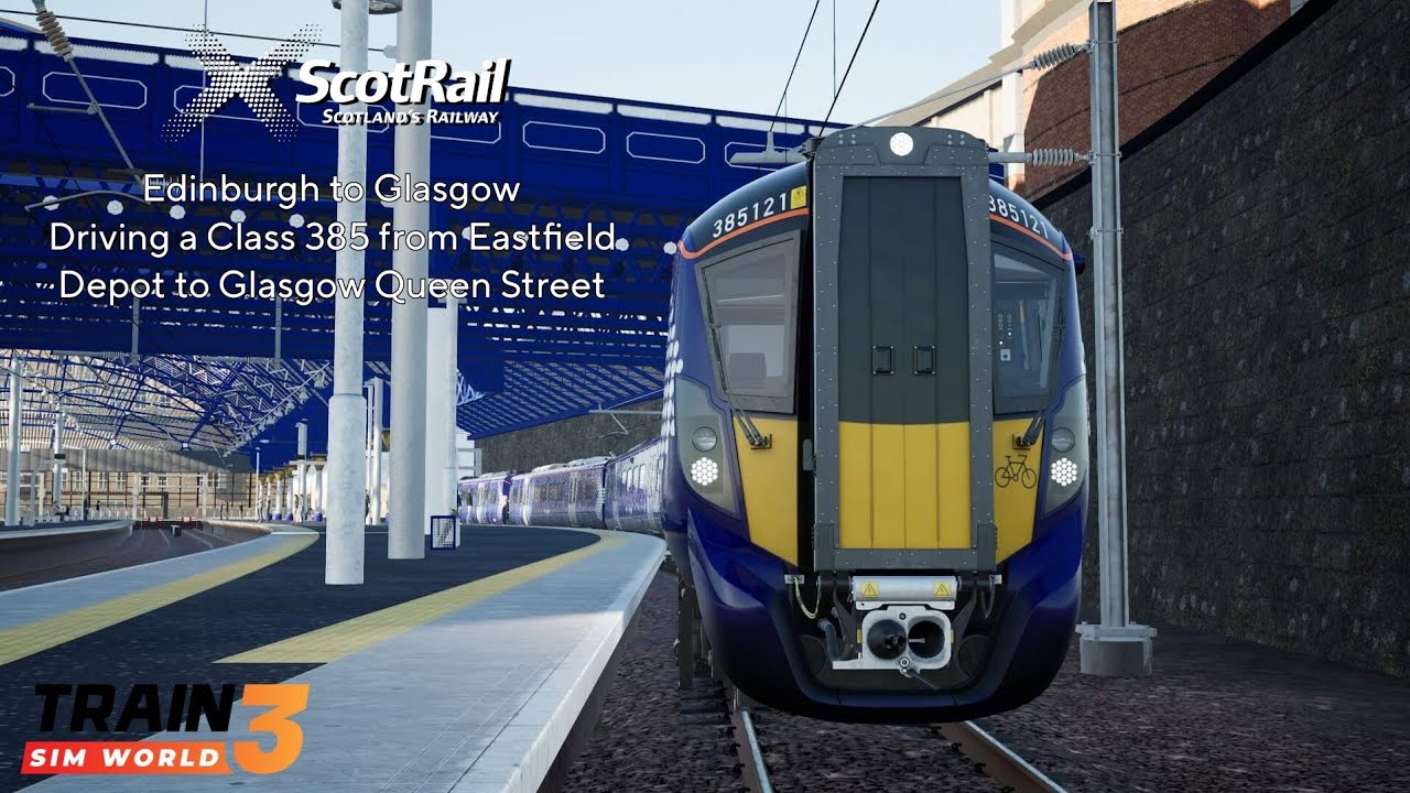 TSW3 Edinburgh to Glasgow - Scotrail Class 385 (5N41) Eastfield Depot ...