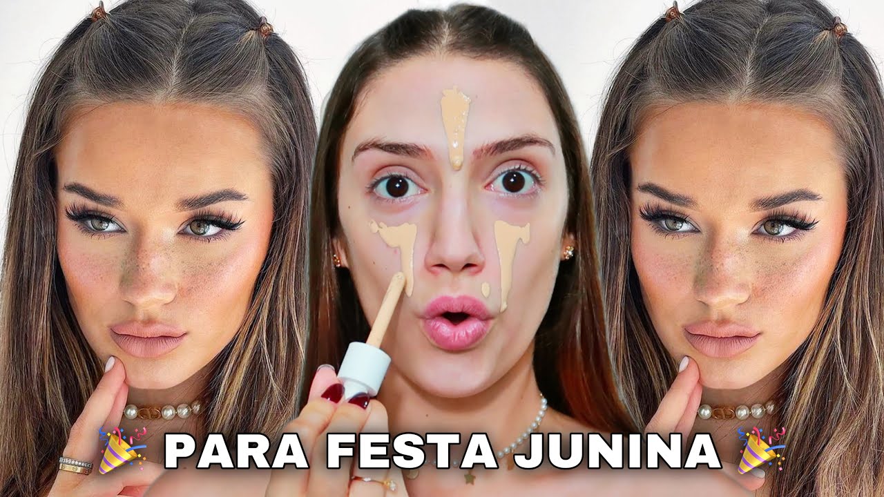 MAKE SIMPLES PARA FESTA JUNINA 🎉 FAÇA EM CASA *MAQUIAGEM PARA SÃO JOÃO ...