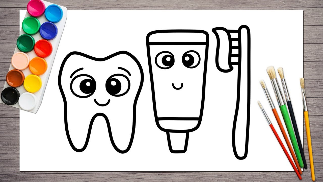 How to Draw Toothbrush with Teeth easy | Toothbrush and Toothpaste ...