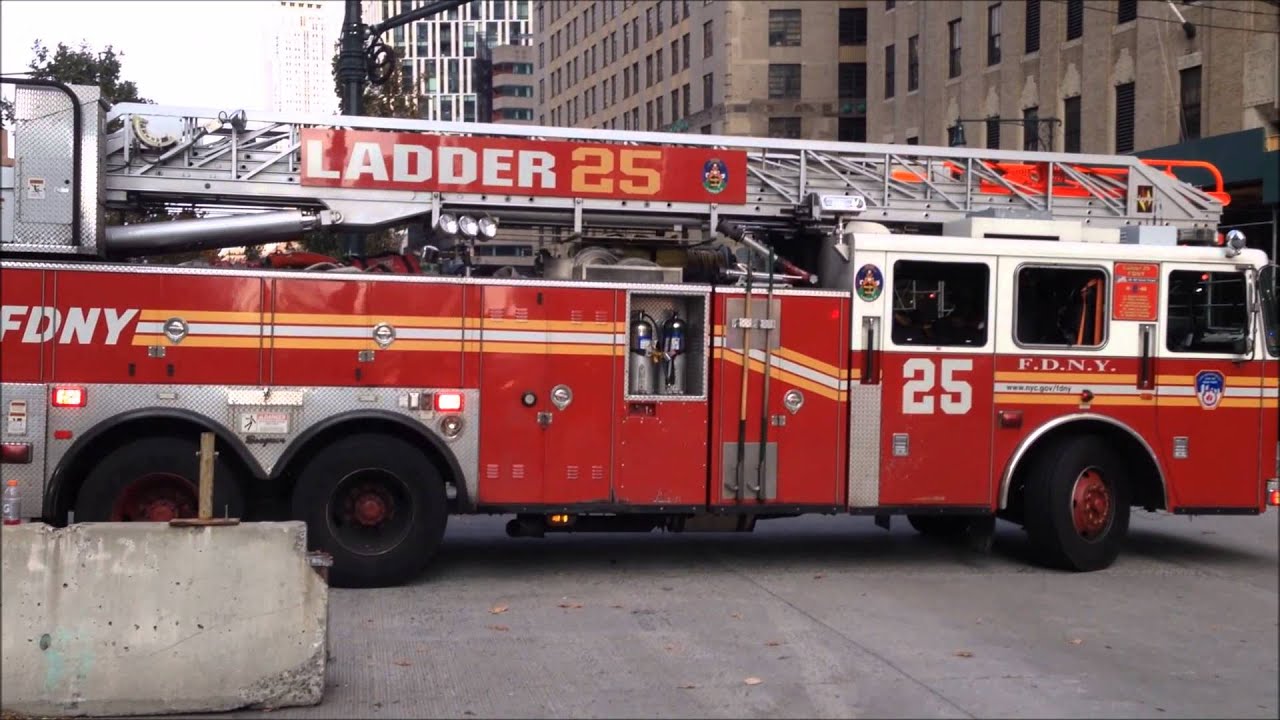 FDNY LADDER 25 & FDNY COLLAPSE RESCUE 1 TAKING UP AFTER WORLD TRADE ...