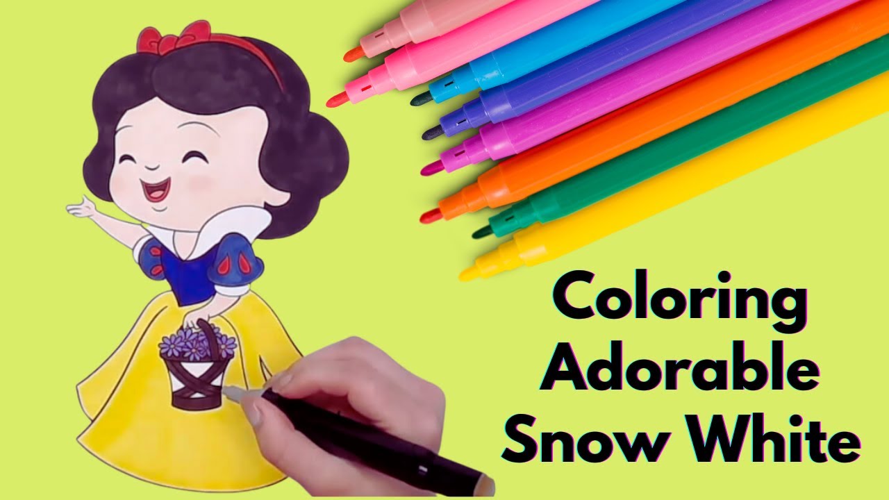 🍎 Cute Kawaii Snow White! Fun Coloring with Markers | Fun Art Playtime ...