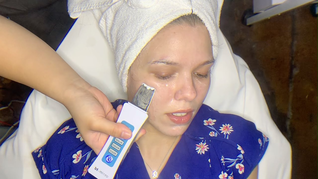 esthetician in training: ultrasonic skin exfoliation - YouTube