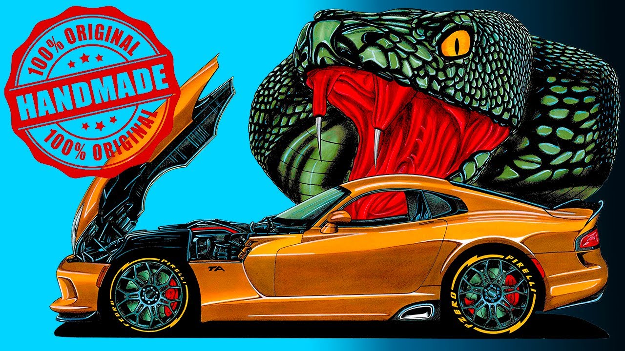 Рисуем Dodge Viper | How to draw Dodge Viper | Как нарисовать Додж ...