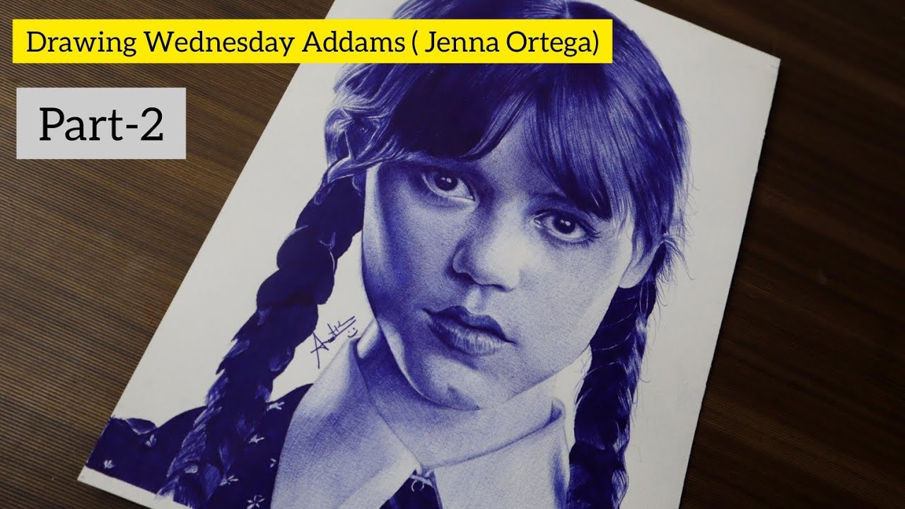 Drawing Wednesday Addams (Jenna Ortega) Part-2 - YouTube