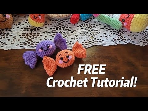 Cute FREE Crochet Tutorial 🍬 How to Crochet this Wrapped Candy 🍬 - YouTube