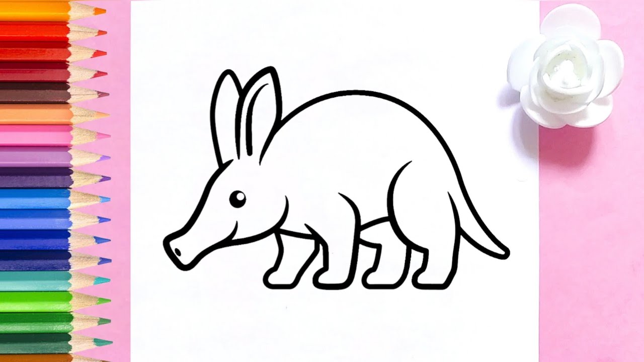 How to draw and color a Cute Aardvark easily/ step by step lesson for ...