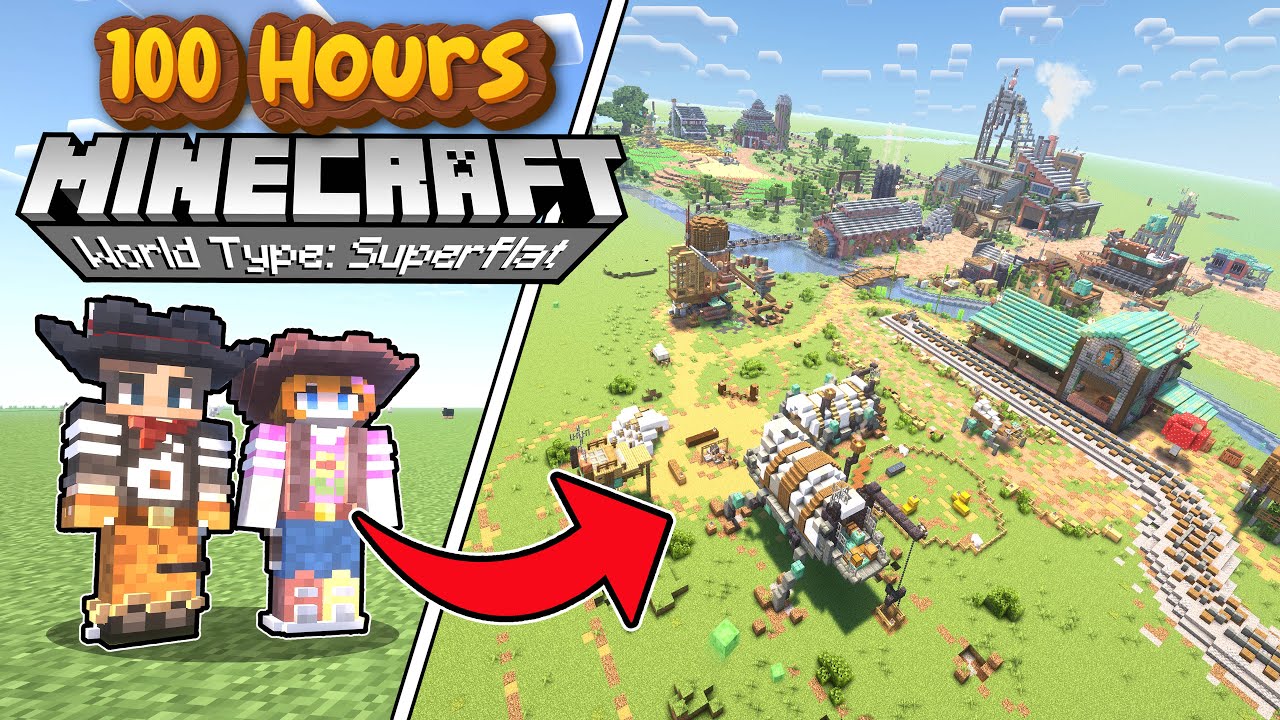 We Spent 100 Hours in Superflat Minecraft Building a Wild West Town ...