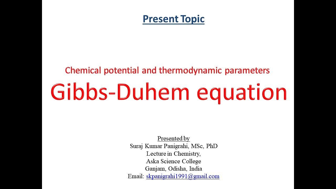 2: Gibbs-Duhem Equation - YouTube