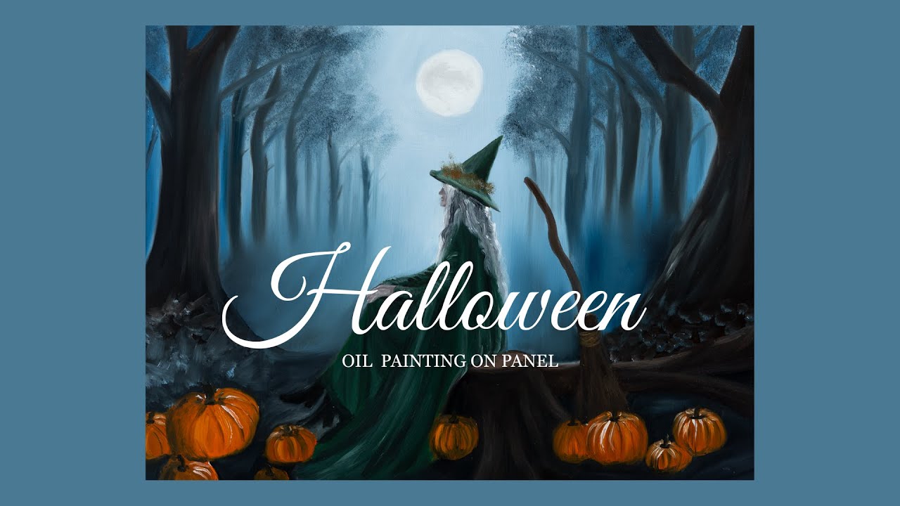 Halloween Witch oil painting tutorial - YouTube