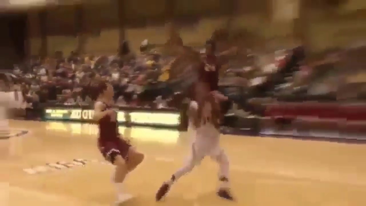 Blaise Meredith Tries to Block shot but Hits head on Backboard! - YouTube