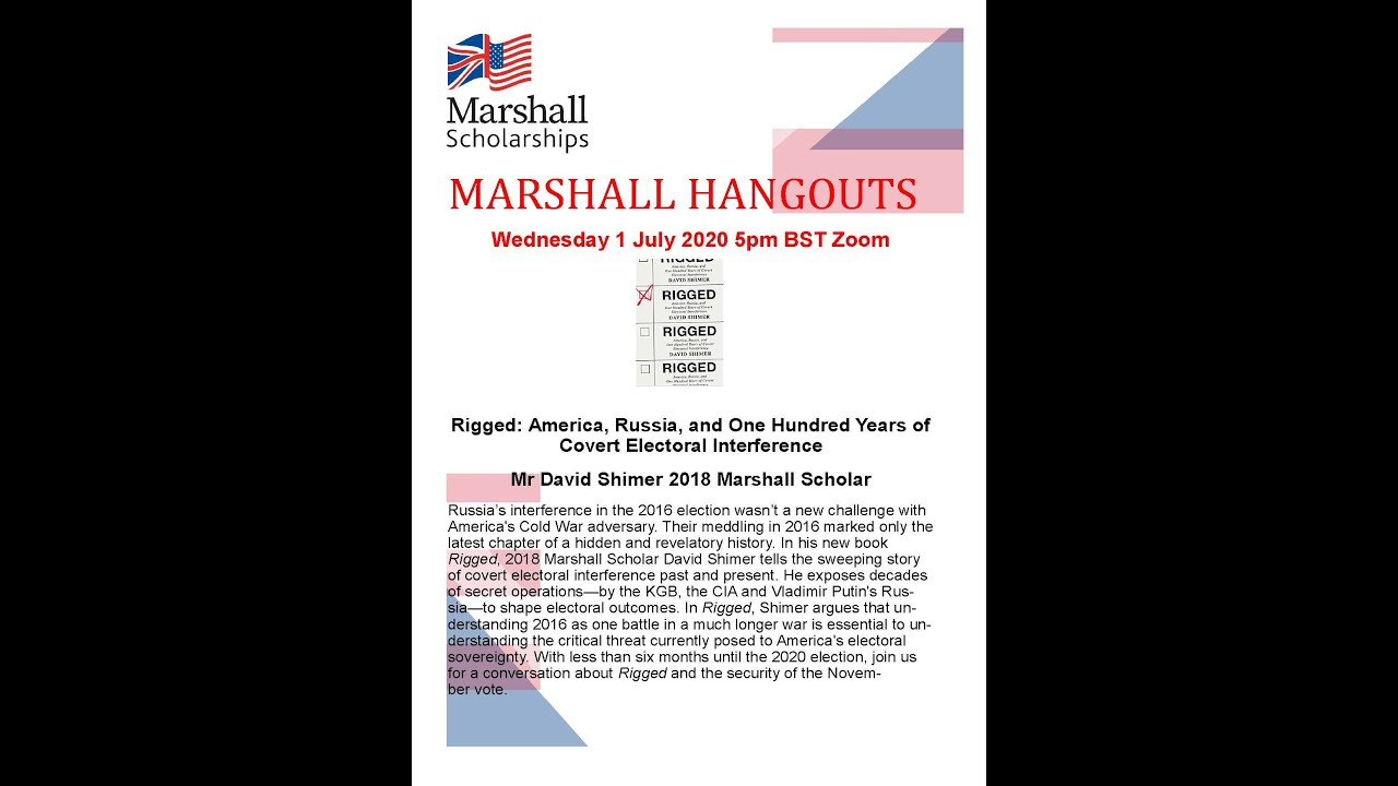 Marshall Hangout 2018 Marshall Scholar David Shimer 1 July 2020 - YouTube